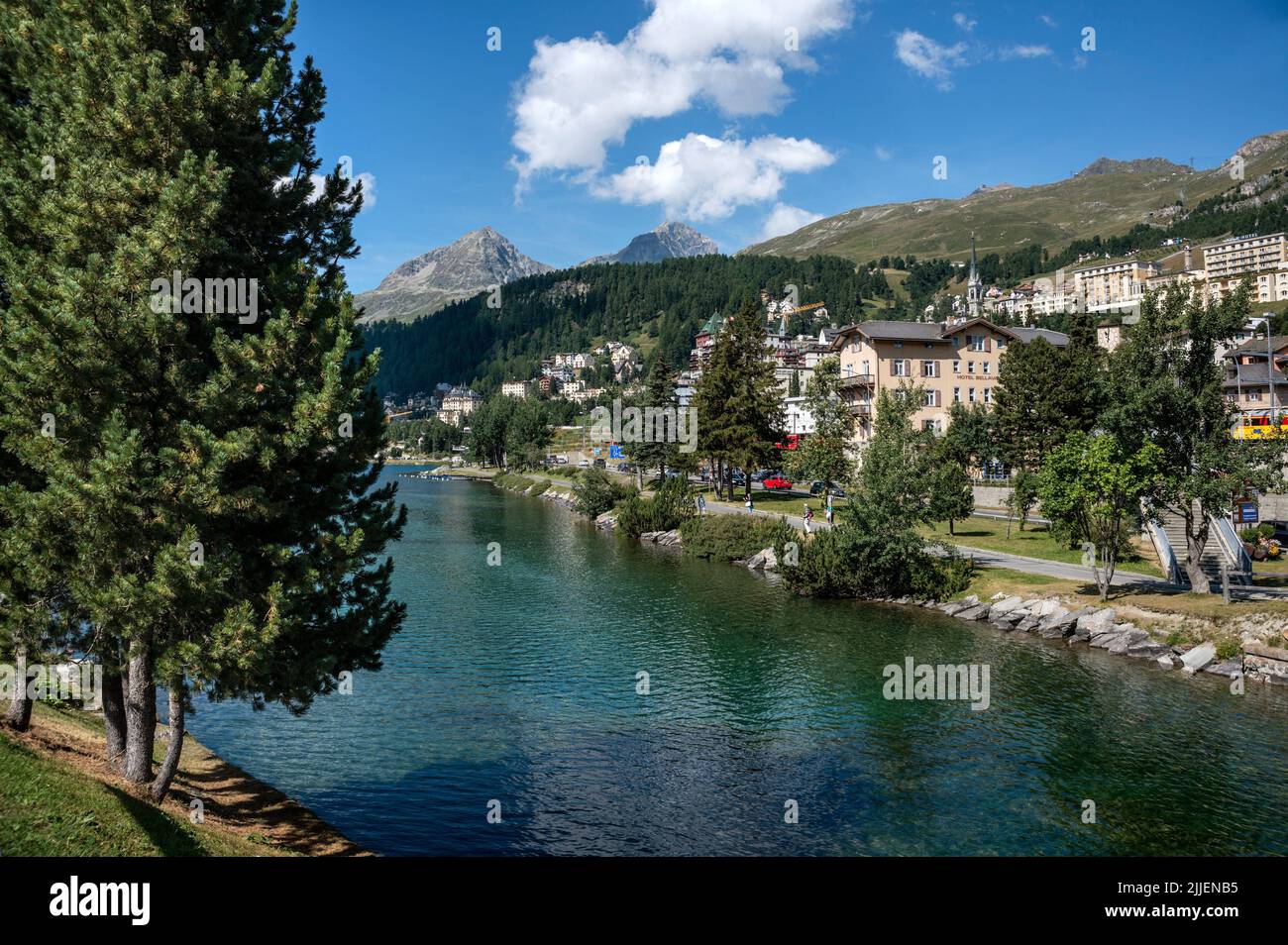 Lake St.Moritz in Summer, Switzerland, Grisons, Oberengadin Stock Photo ...