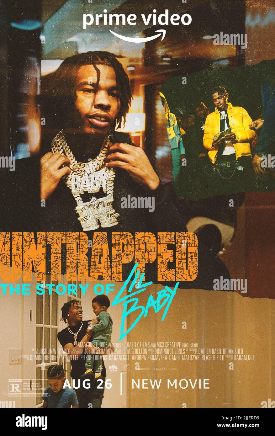 UNTRAPPED: THE STORY OF LIL BABY, US poster, Lil Baby (top left/right ...