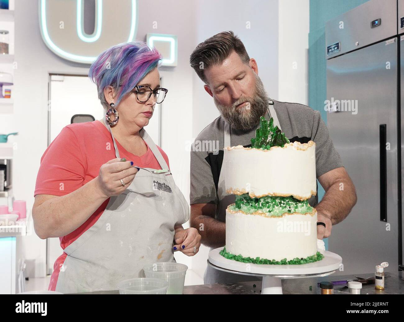 CRIME SCENE KITCHEN, from left: contestants Lorie and Jason, Fight ...