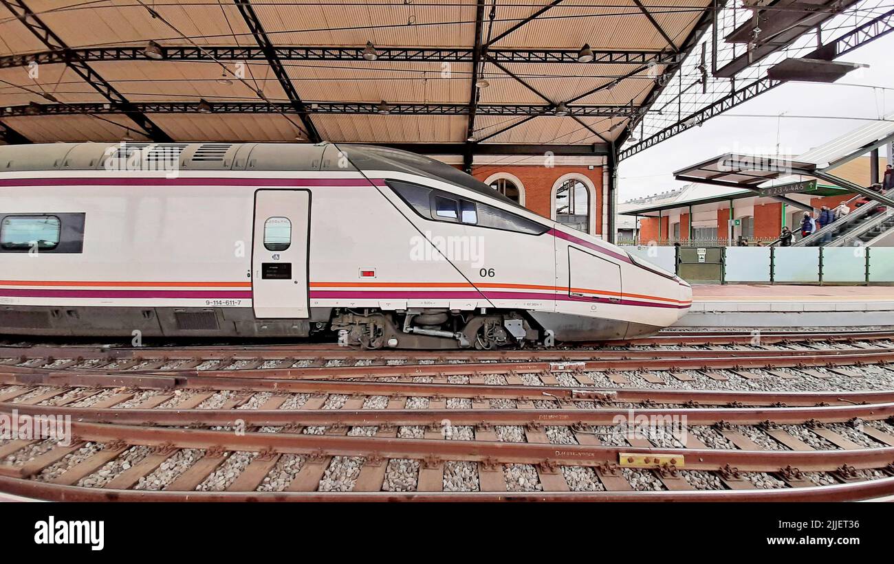 A panoramic shot of high-speed train in the railway station Stock Photo - Alamy
