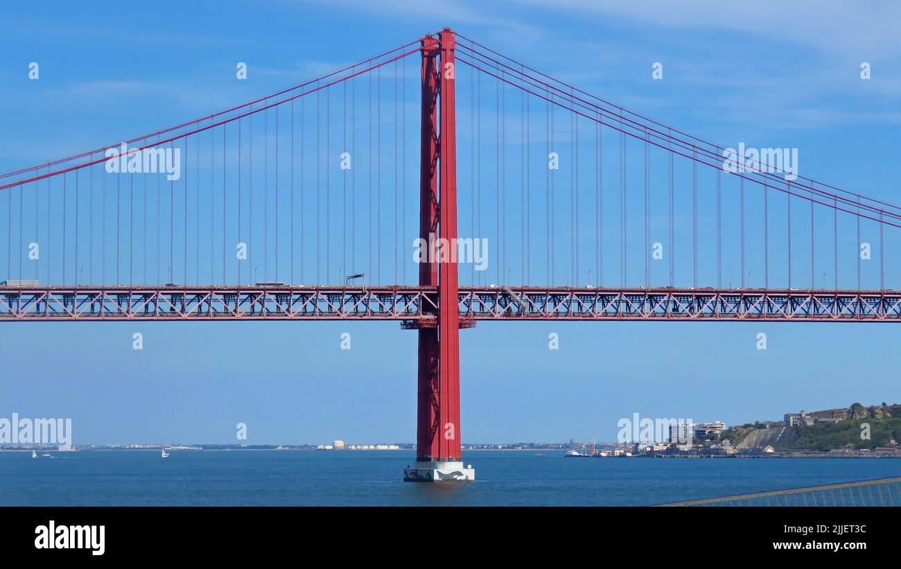 The 25th of April bridge over Tagus river in Lisbon, Portugal Stock ...