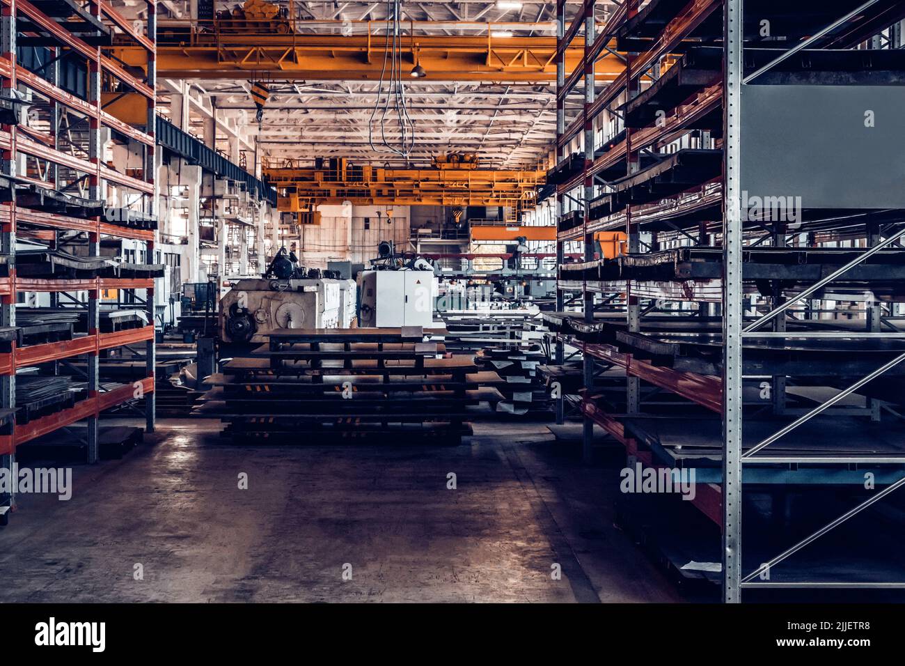 Assembly room at big industrial plant manufacturing tractors and ...