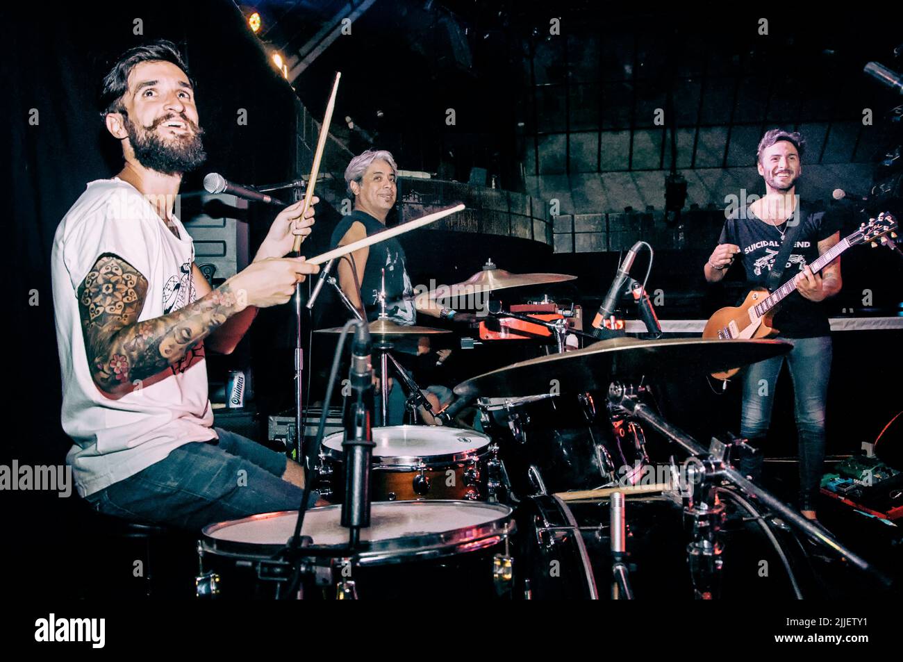 The rock band Jóvenes Pordioseros in a live show in Argentina Stock ...