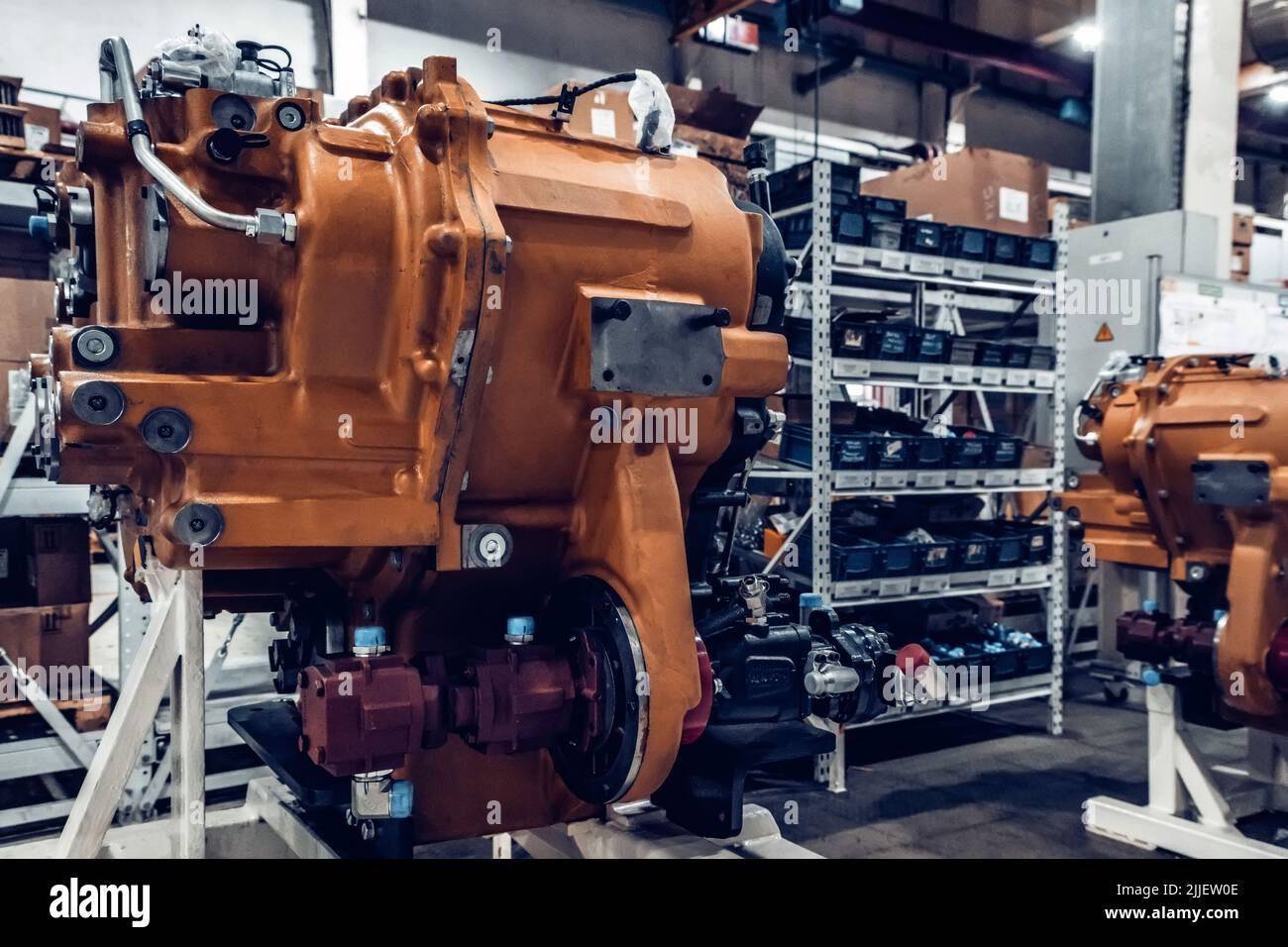 Assembly room at big industrial plant manufacturing tractors and ...