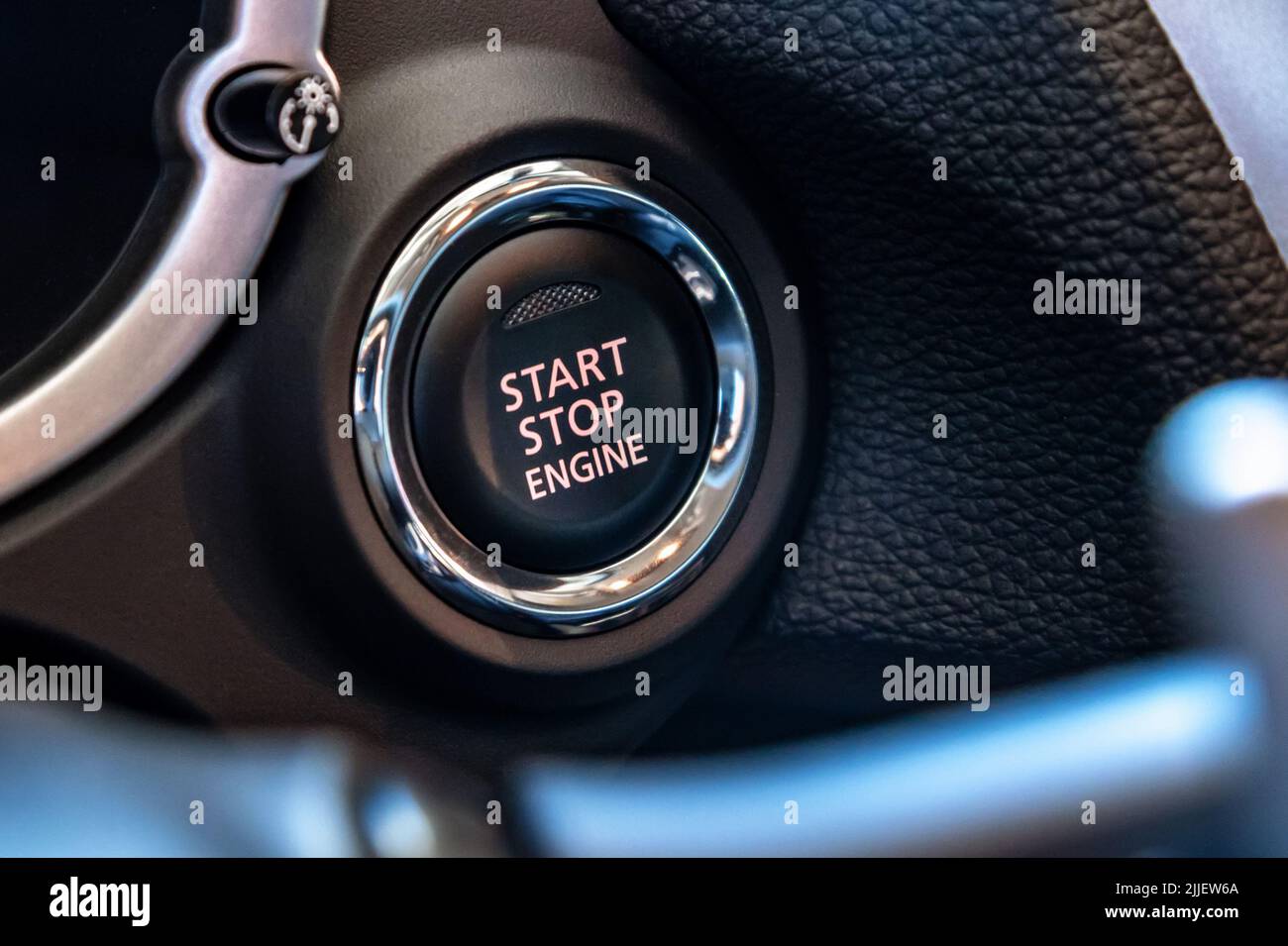 Close up engine start stop button in car. Selective focus Stock Photo ...