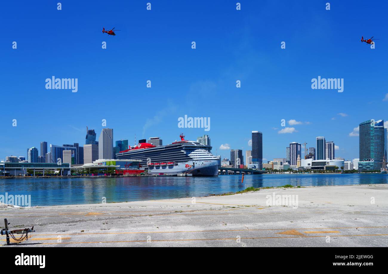 MIAMI BEACH, FL -18 MAY 2022- View of the Scarlet Lady cruise ship by ...