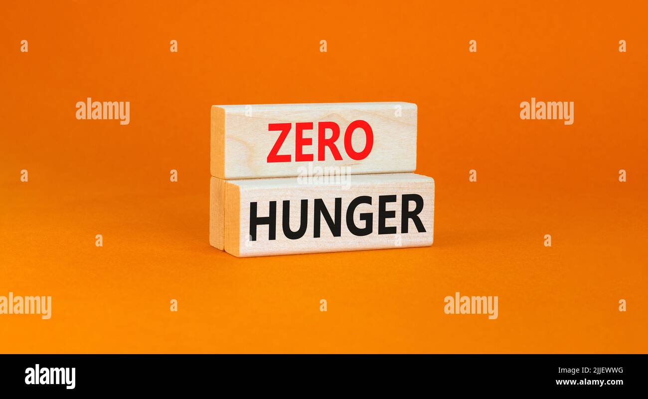 Zero hunger symbol. Concept words Zero hunger on wooden blocks on a ...