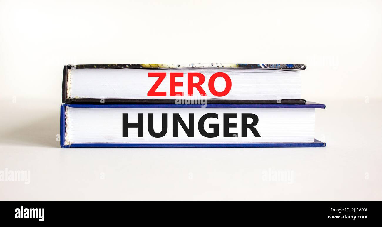 Zero hunger symbol. Concept words Zero hunger on books on a beautiful ...