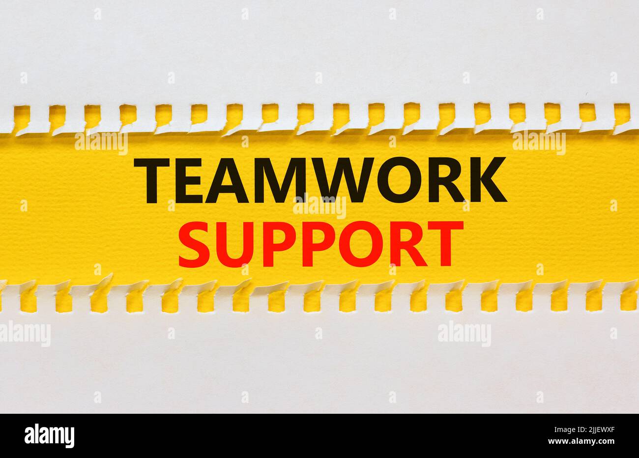 Teamwork support symbol. Concept words Teamwork support on yellow paper ...