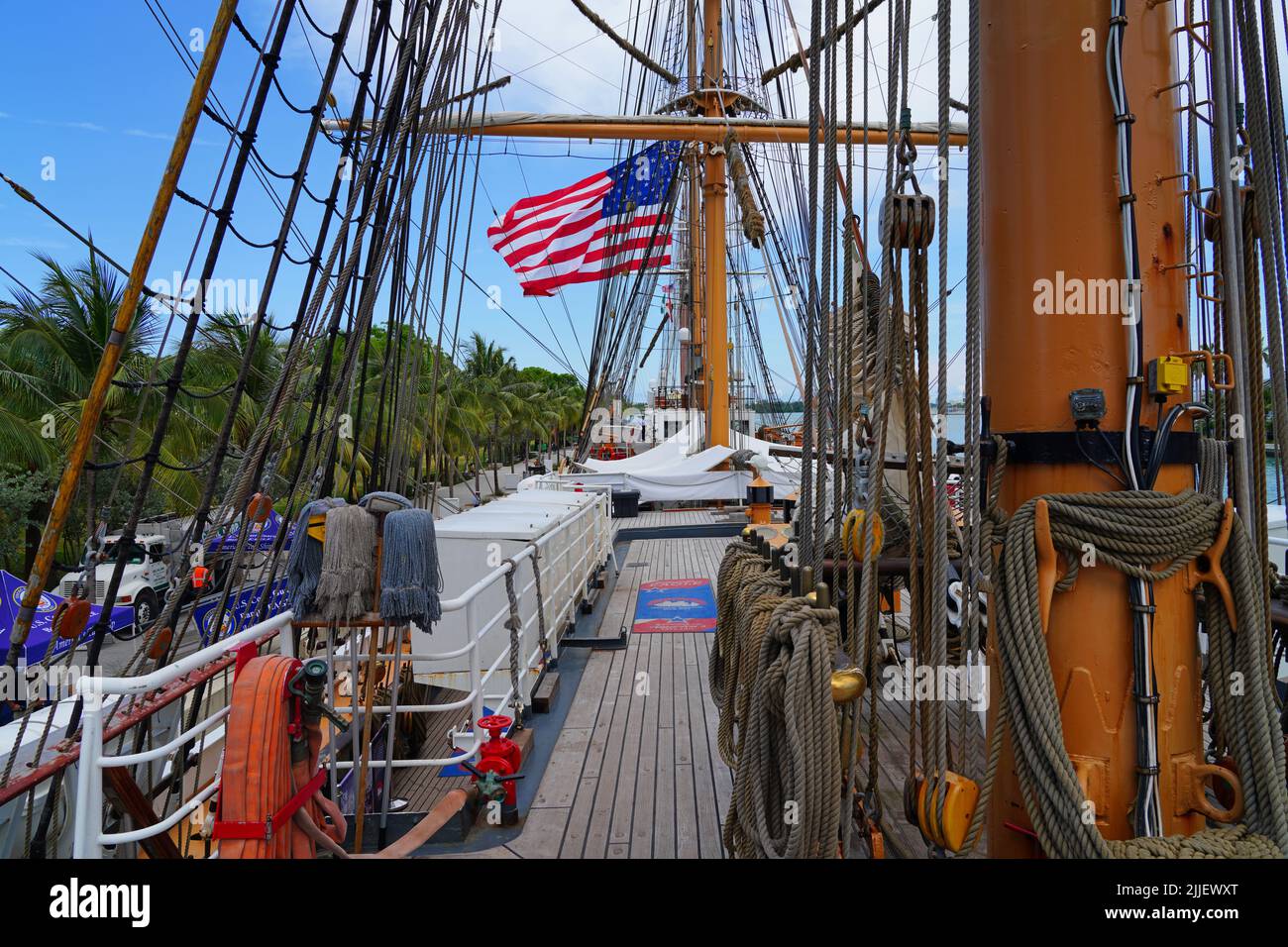 MIAMI BEACH, FL -18 MAY 2022- View of the USCGC Barque Eagle boat, a ...