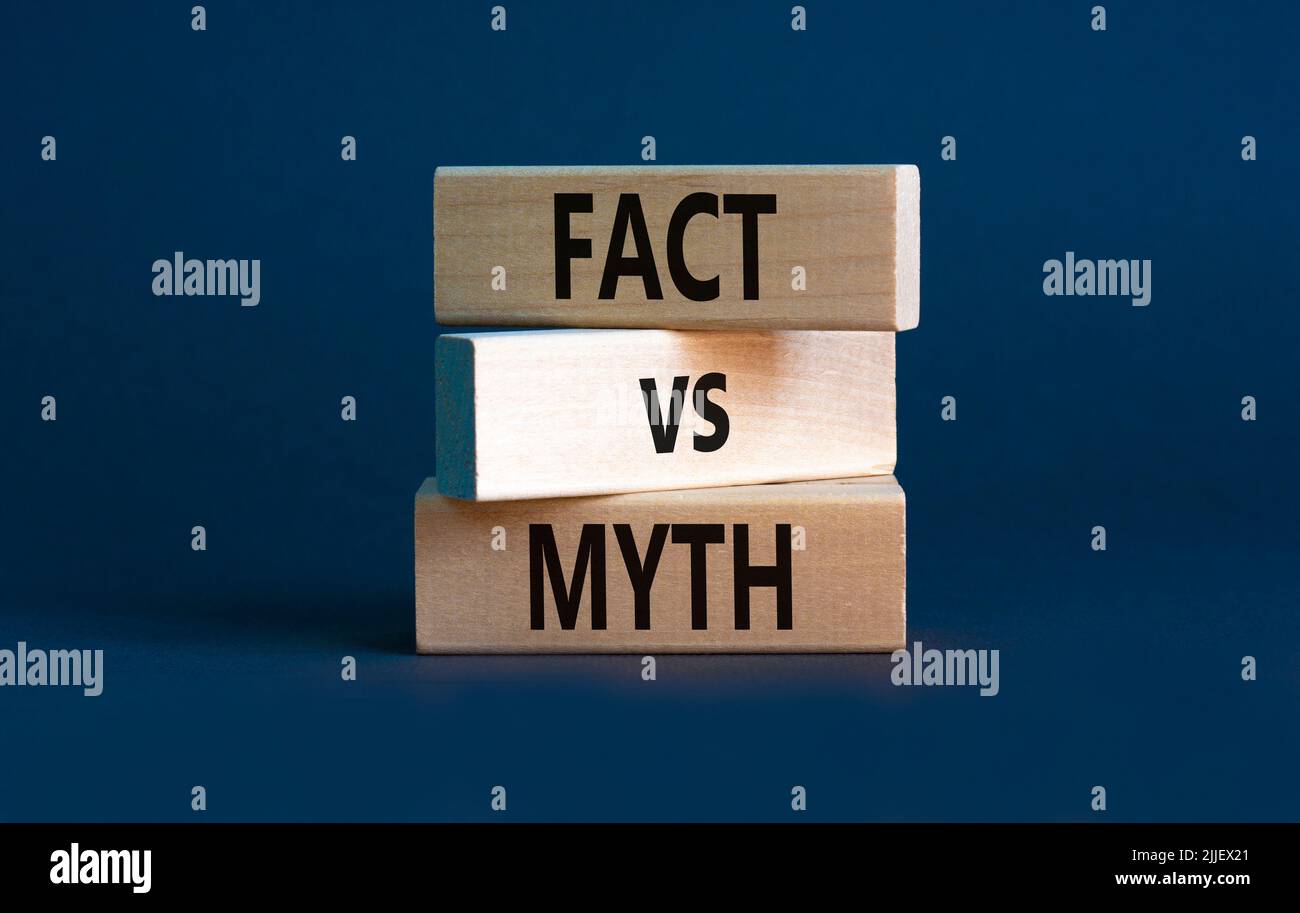 Fact vs myth symbol. Concept words Fact vs myth on wooden blocks on a ...