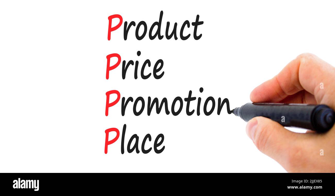 PPPP product price promotion place symbol. Concept words PPPP product ...