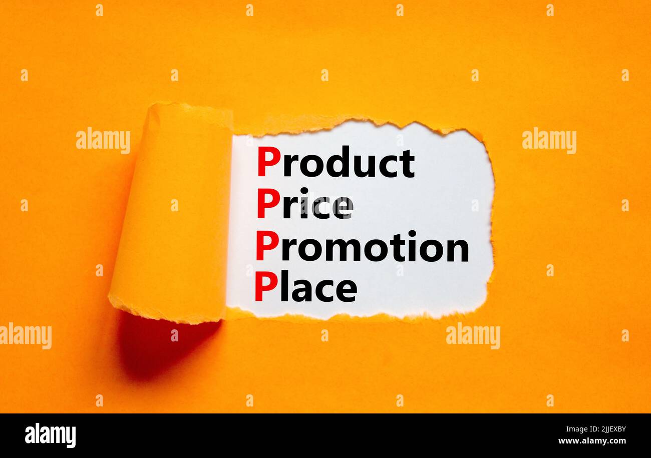 PPPP product price promotion place symbol. Concept words PPPP product ...