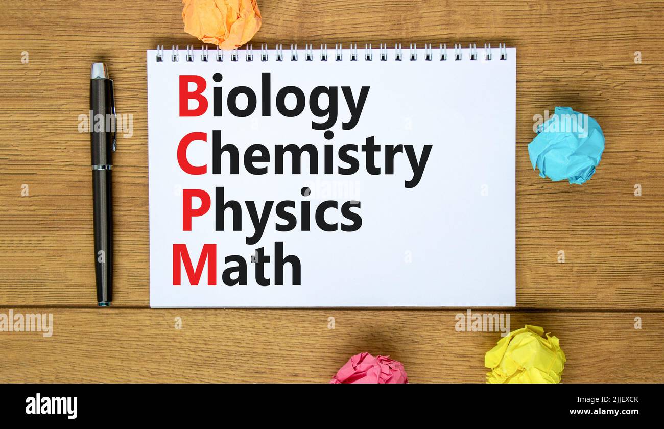 BCPM biology chemistry physics math symbol. Concept words BCPM biology ...