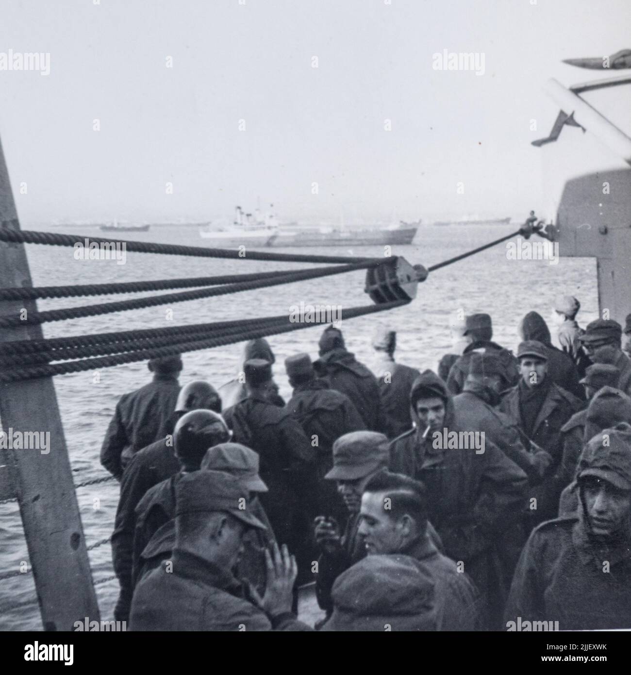 United States Troups During Korean War. Noted on back: "Yokahama Harbor ...