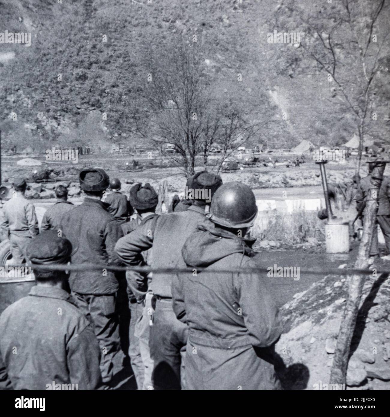 United States Troups During Korean War. Noted on back: "Watching 5 ...