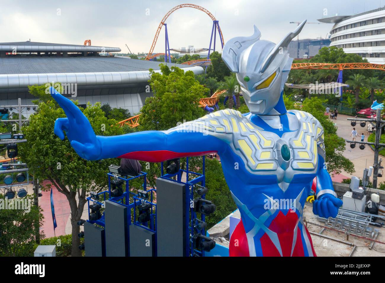 SHANGHAI, CHINA - JULY 24, 2022 - A giant Ultraman model is seen on an ...