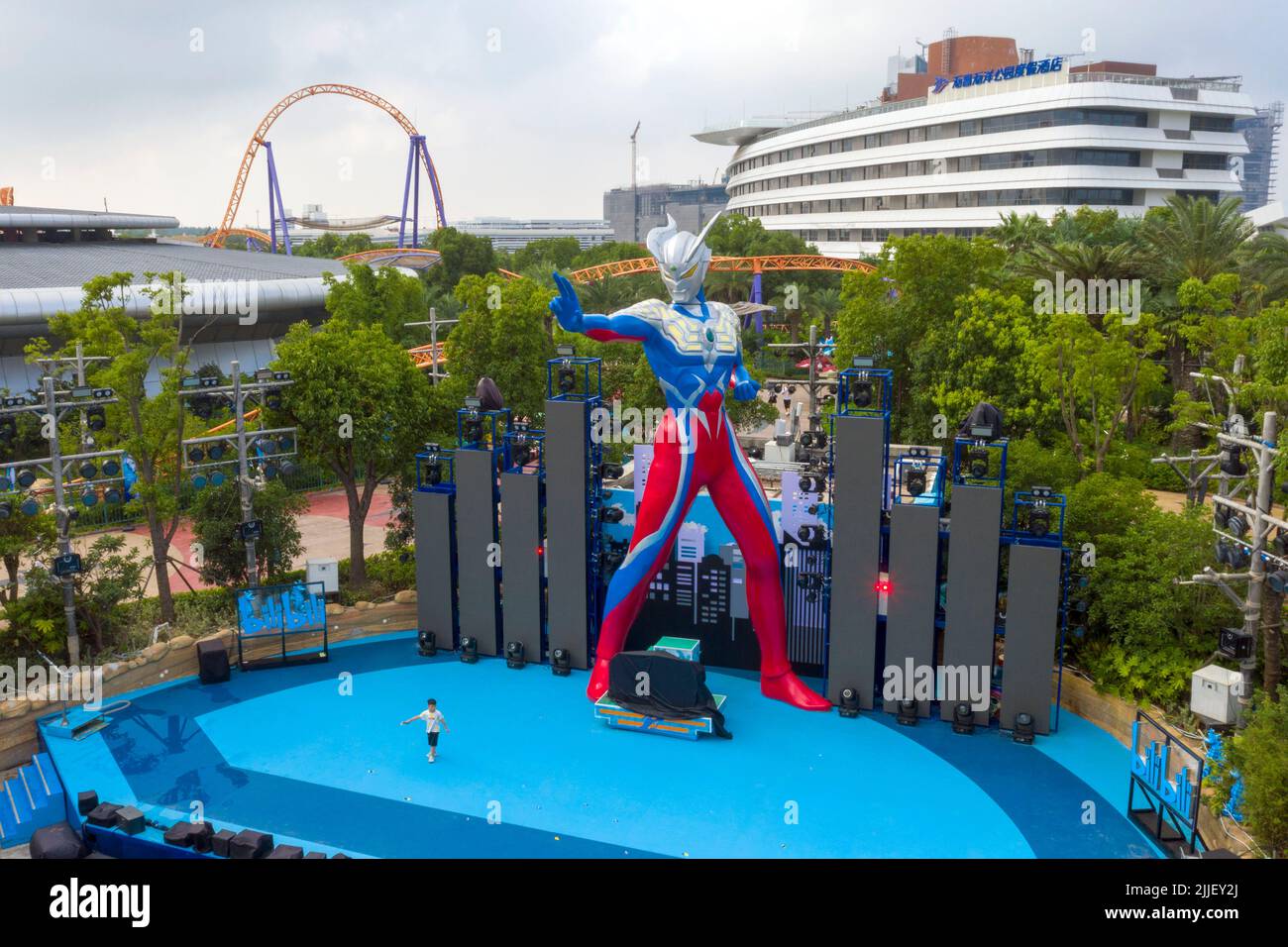 SHANGHAI, CHINA - JULY 24, 2022 - A giant Ultraman model is seen on an ...