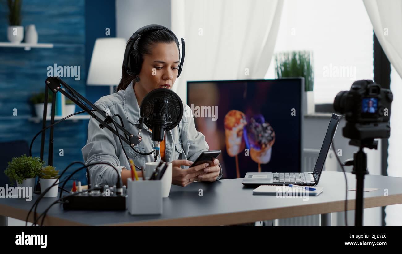 Famous social media influencer answering audience questions on ...