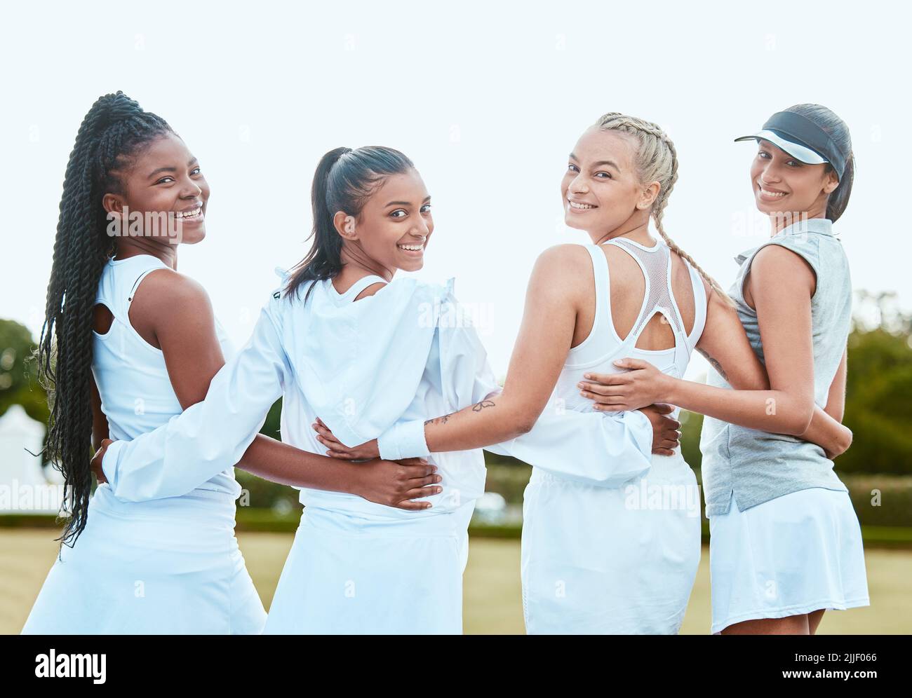 Want to play some tennis. a group of young women out to play tennis ...
