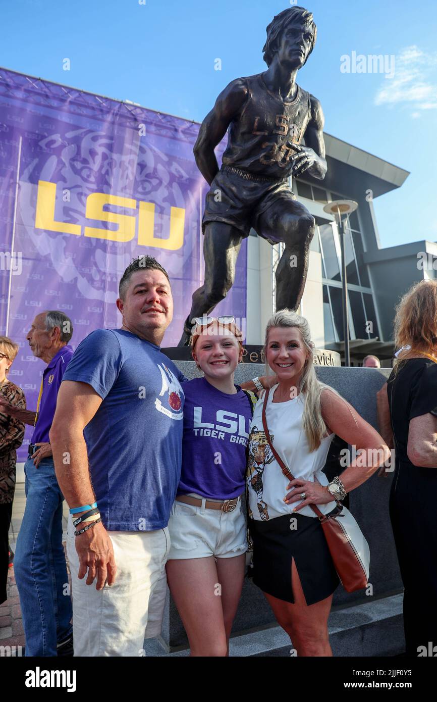 Baton Rouge, LA, USA. 25th July, 2022. LSU fans Chuck, Kristie, and ...