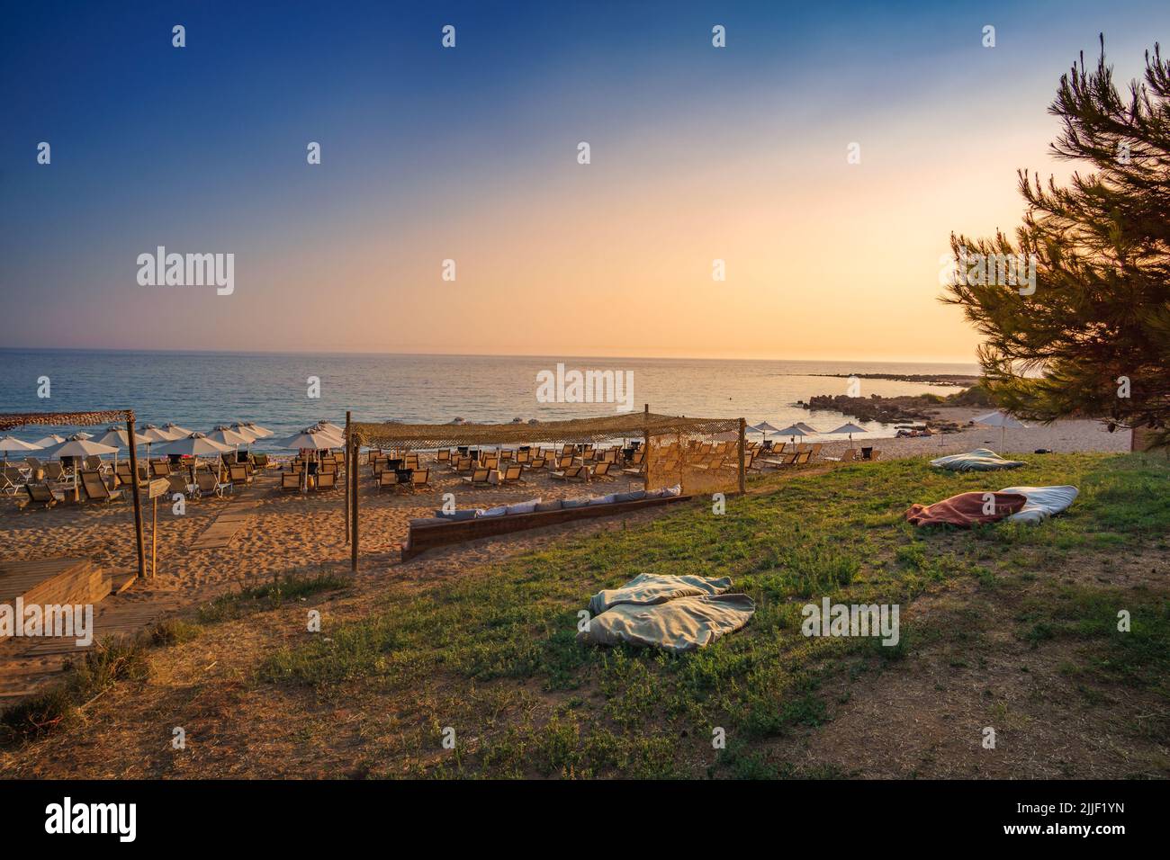 The famous Romanos Beach located near Romanos coastal village and close ...