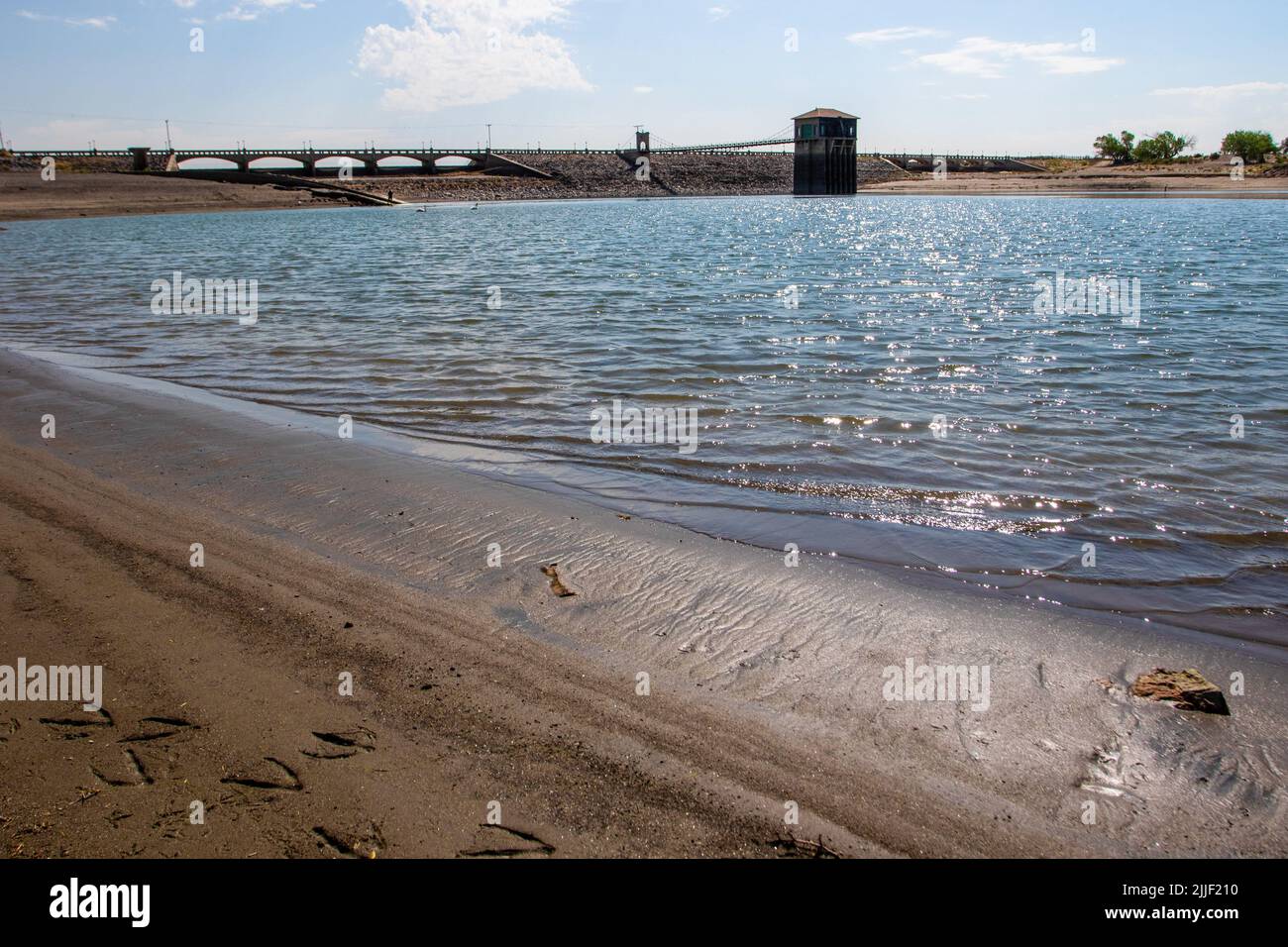 Low water level at a reservoir. Lahontan Reservoirs water level ...