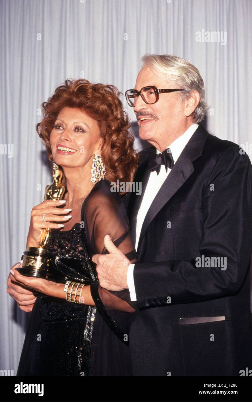Sophia Loren and Gregory Peck at the 63rd Academy Awards ceremony on ...