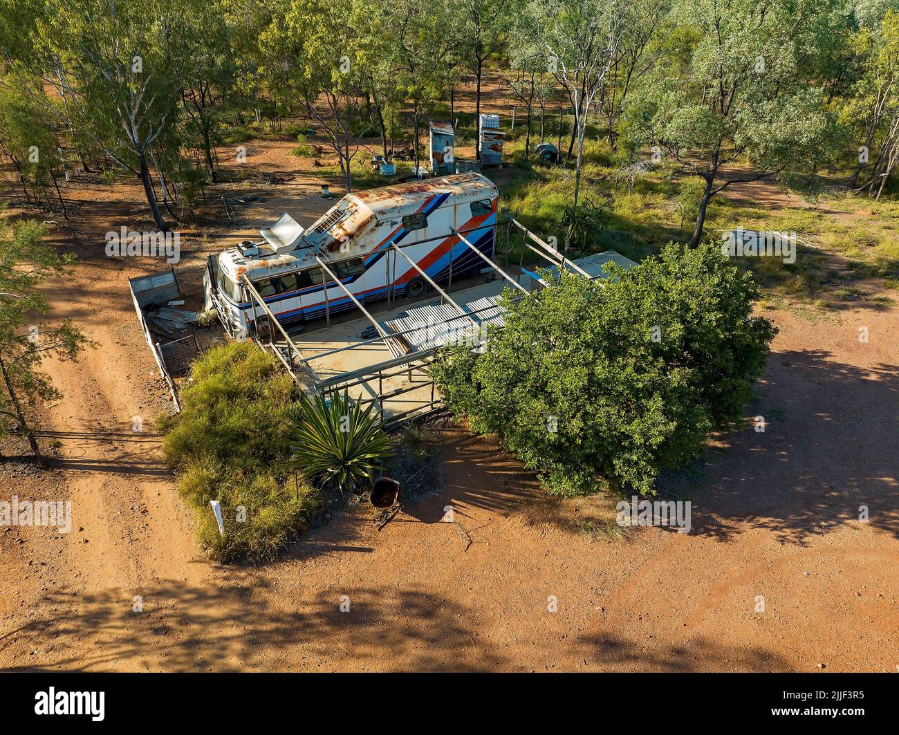 An ancient old bus converted into a miners home on the Sapphire ...