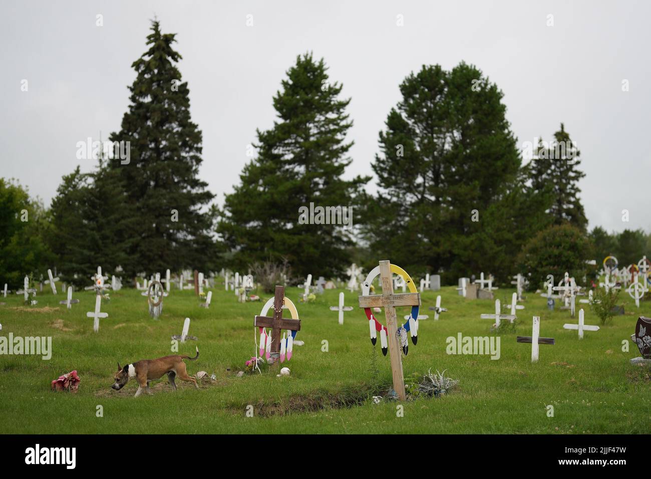 An Indigenous cemetery is shown in Maskwacis, Alta. as Pope Francis ...