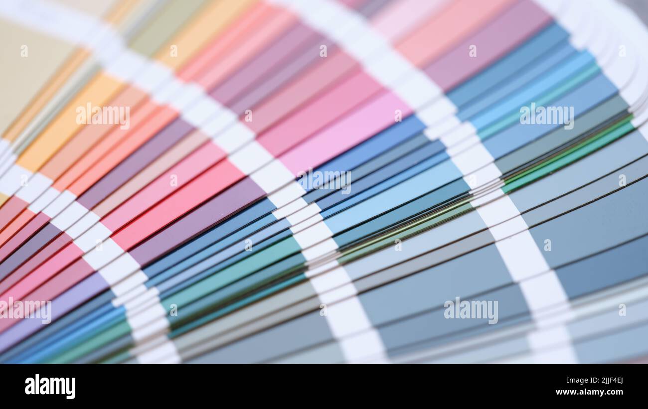 Palette fan in different multicolored color samples for interior ...