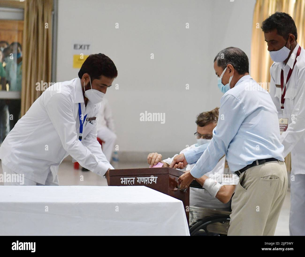 CPIM MLA Badal Choudhari casts his vote for the election of the President, at Tripura Assembly ...