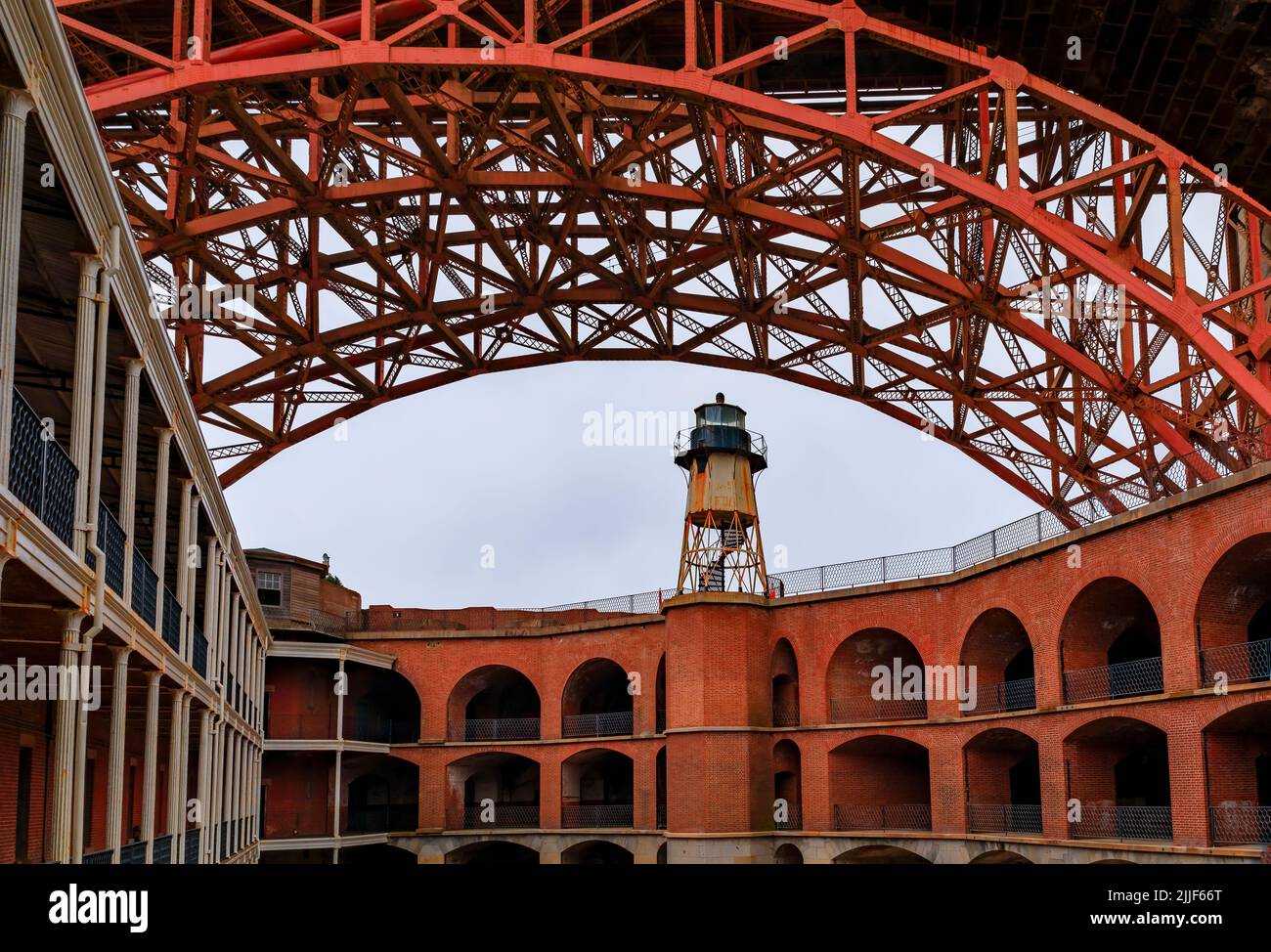 Fort Point National Historic Site courtyard and lighthouse with the ...