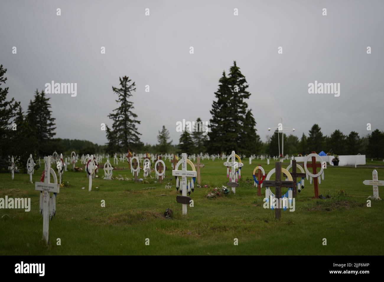 An Indigenous cemetery is shown in Maskwacis, Alta. as Pope Francis ...