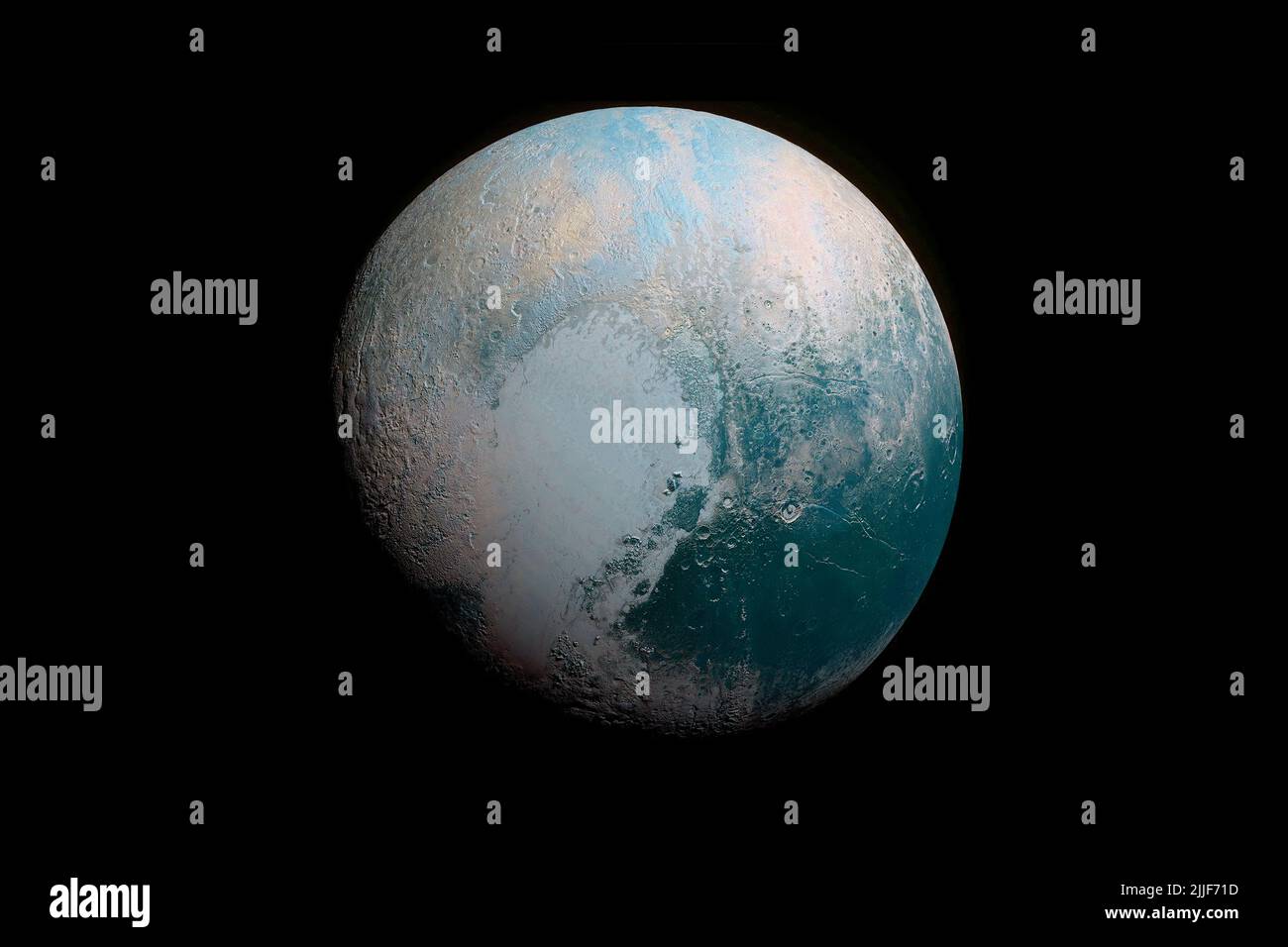 Planet Pluto in blue light. Elements of this image were furnished by ...
