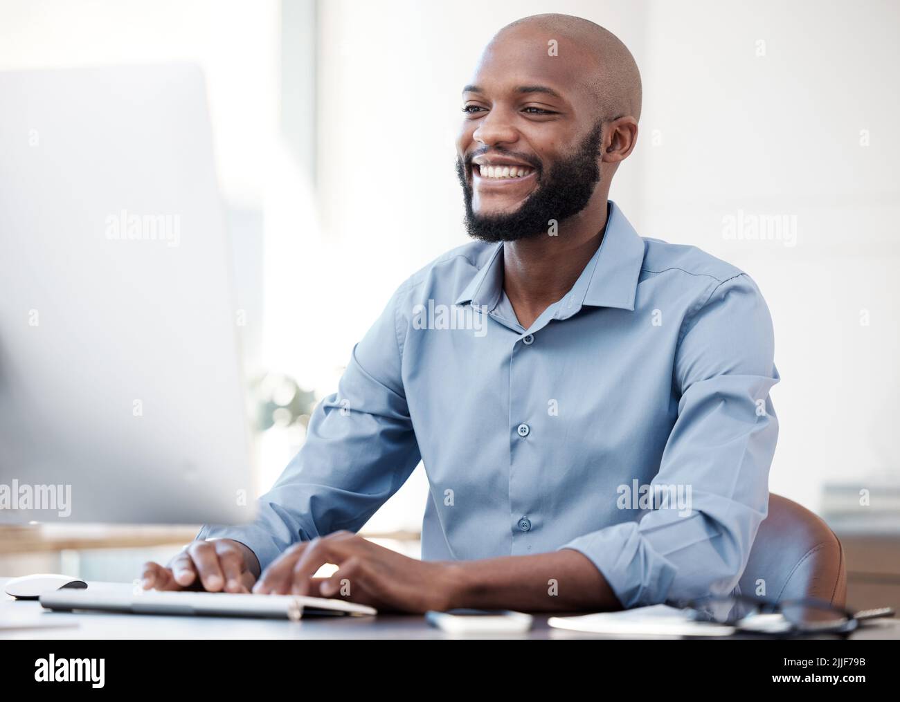 Business man working computer making hi-res stock photography and ...