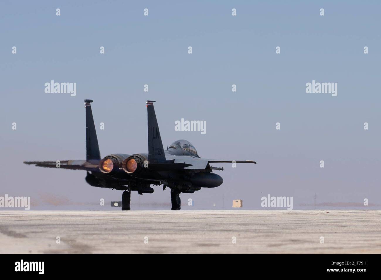 A U.S. Air Force F-15E Strike Eagle assigned to the 332nd Air ...