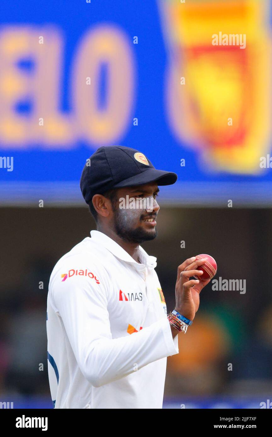 Galle, Sri Lanka. 26th July 2022. Sri Lanka's Ramesh Mendis celebrates ...