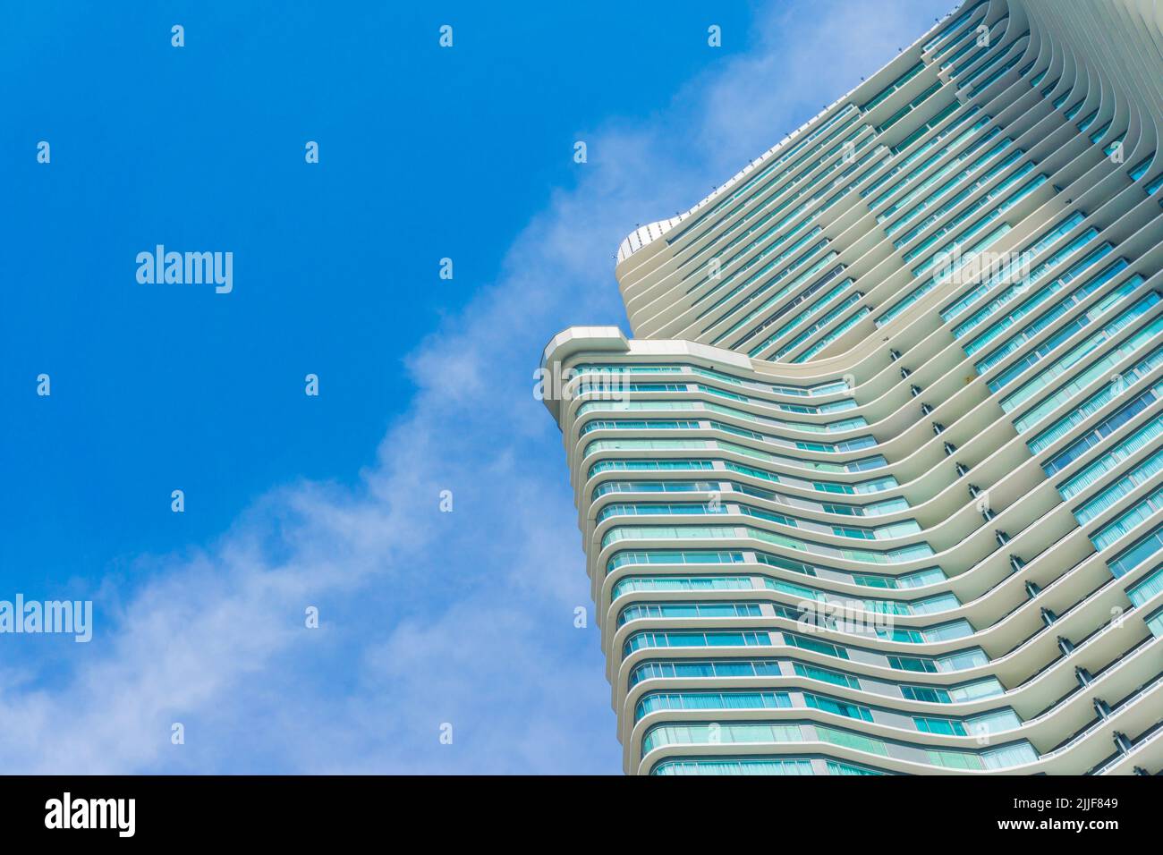 High rise skyscraper modern building against blue sky background ...
