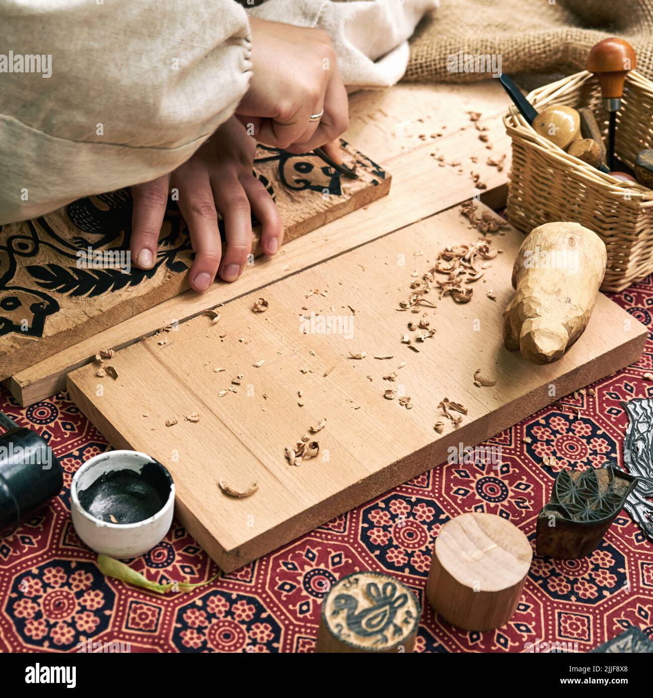 Wooden stamps for medieval ink printing on fabric and vintage clothing ...