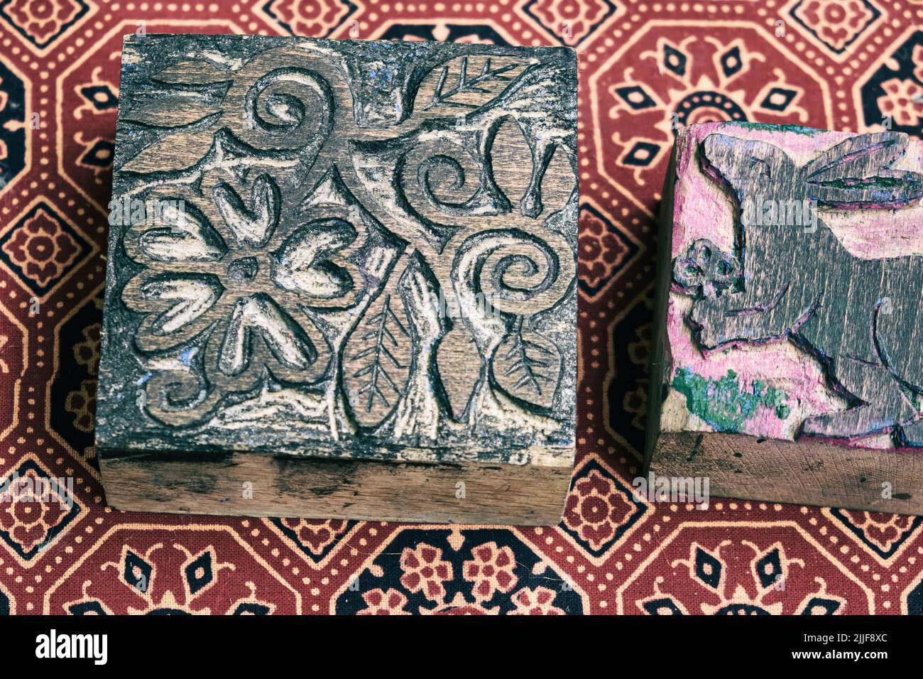 Wooden stamps for medieval ink printing on fabric and vintage clothing ...