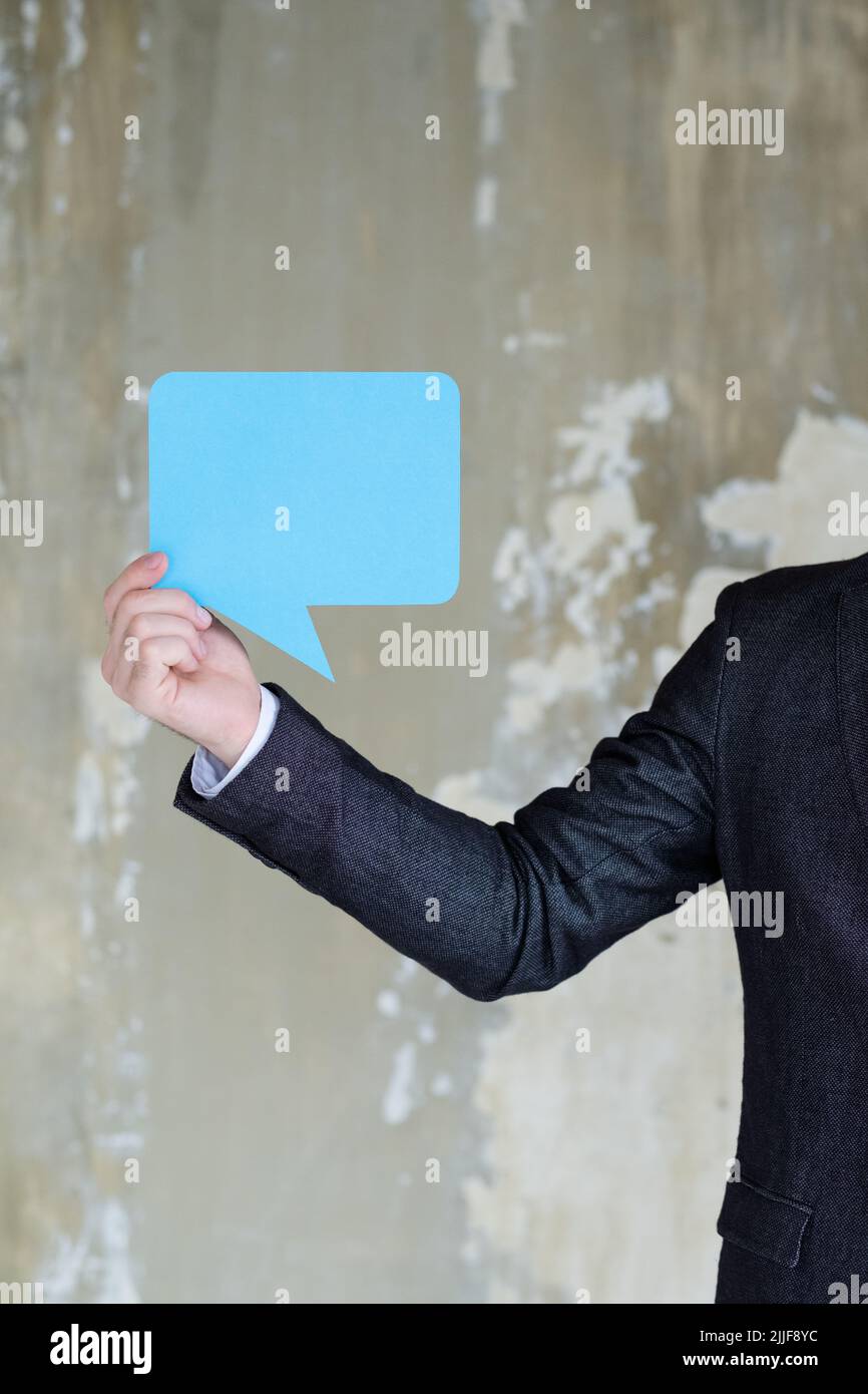 blue empty speech bubble business question answer Stock Photo - Alamy