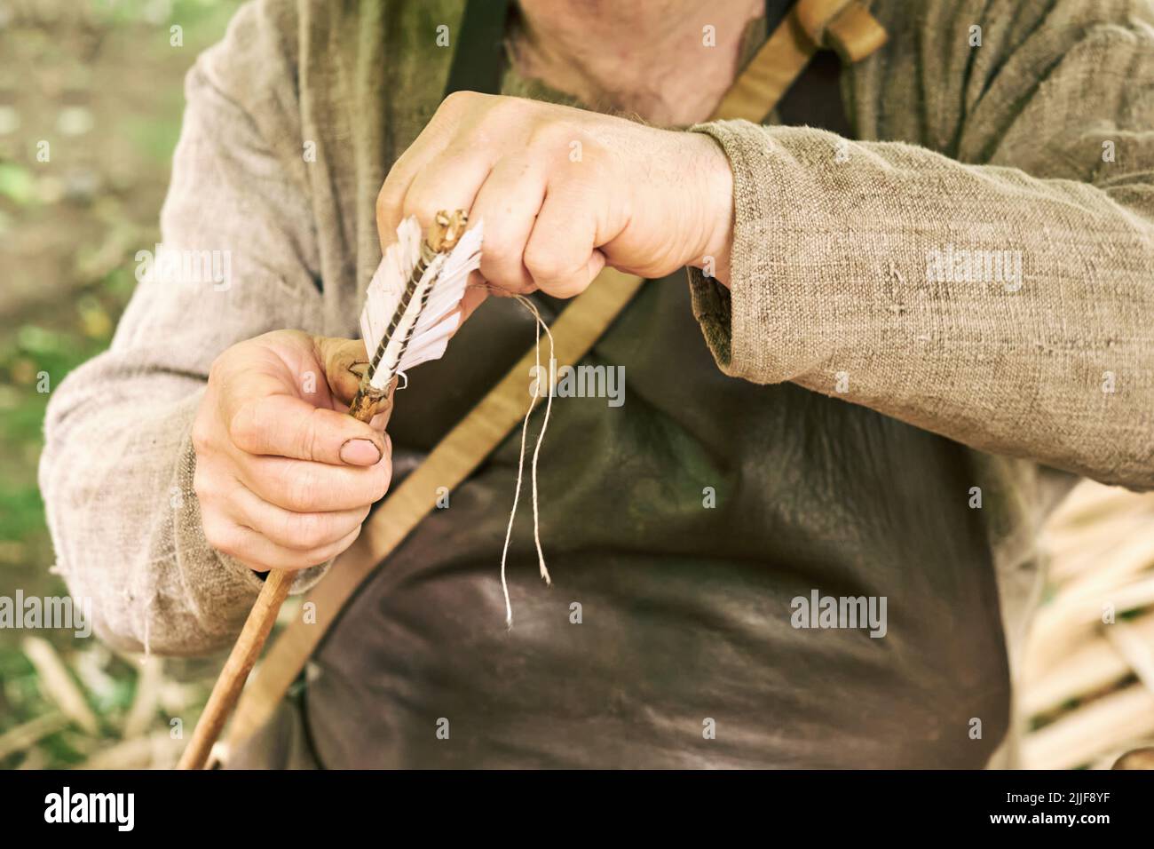 Making medieval arrows for bow shooting. Reconstruction of the events ...
