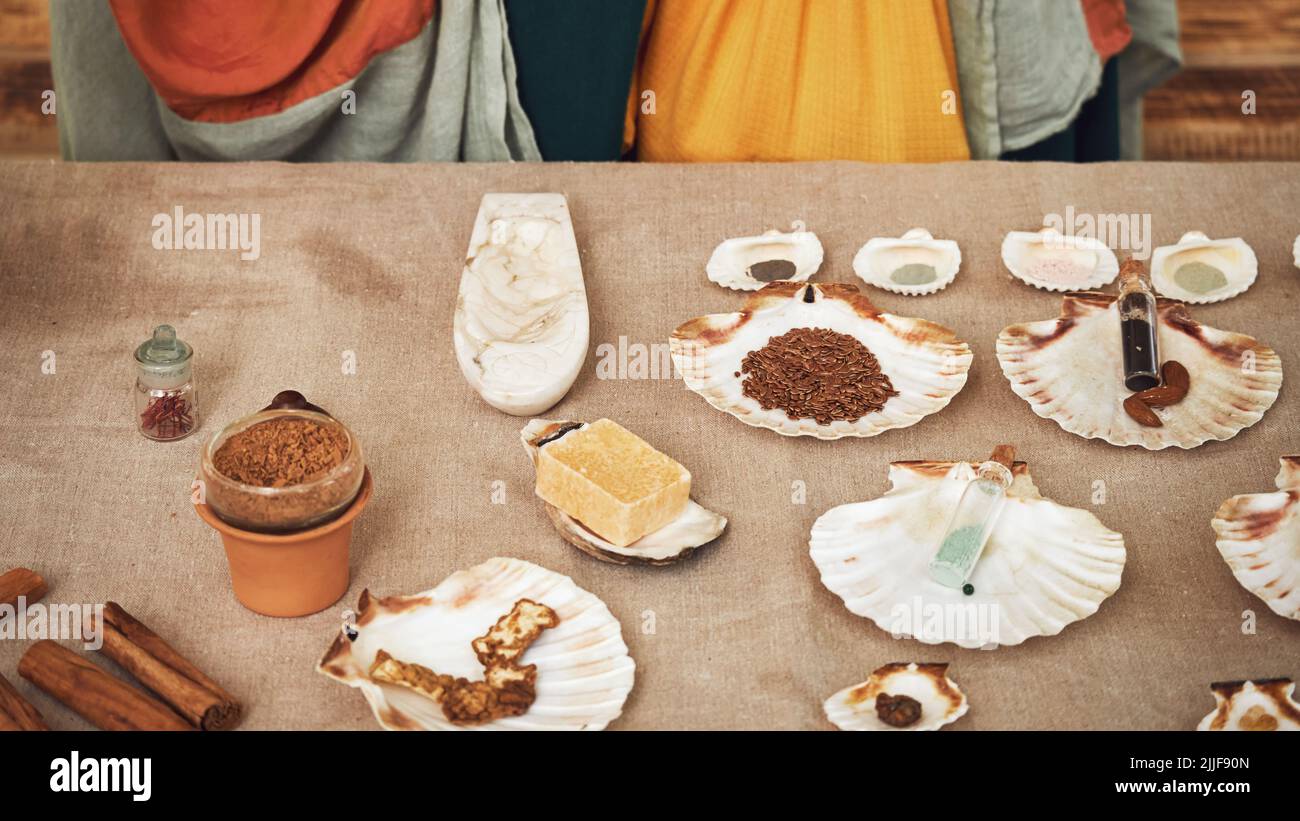 Ancient Roman cosmetics, retro perfume and vintage bath accessories ...