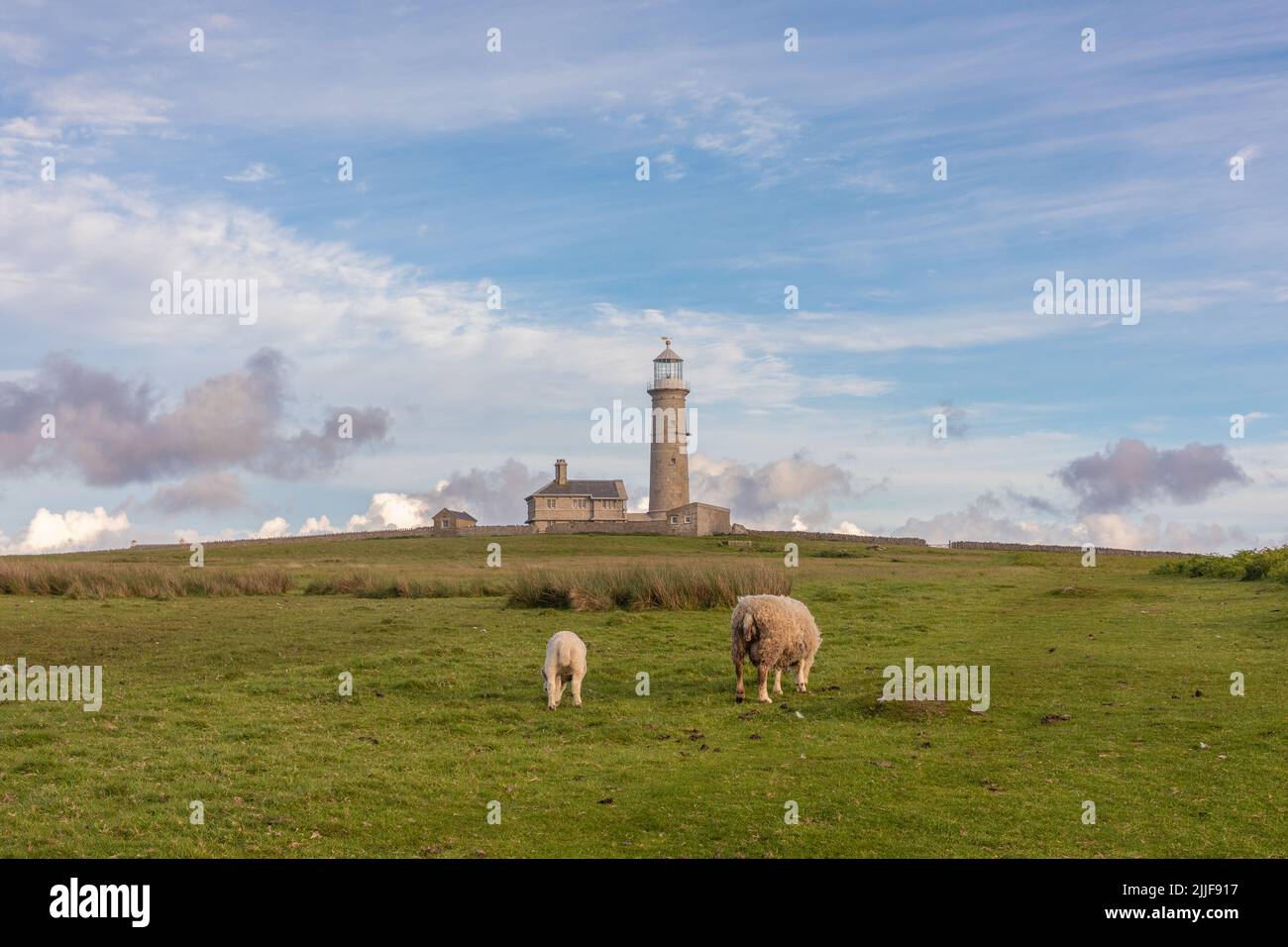 Old lighthouse on Lundy island, Bristol Channel, Great Britain Stock ...