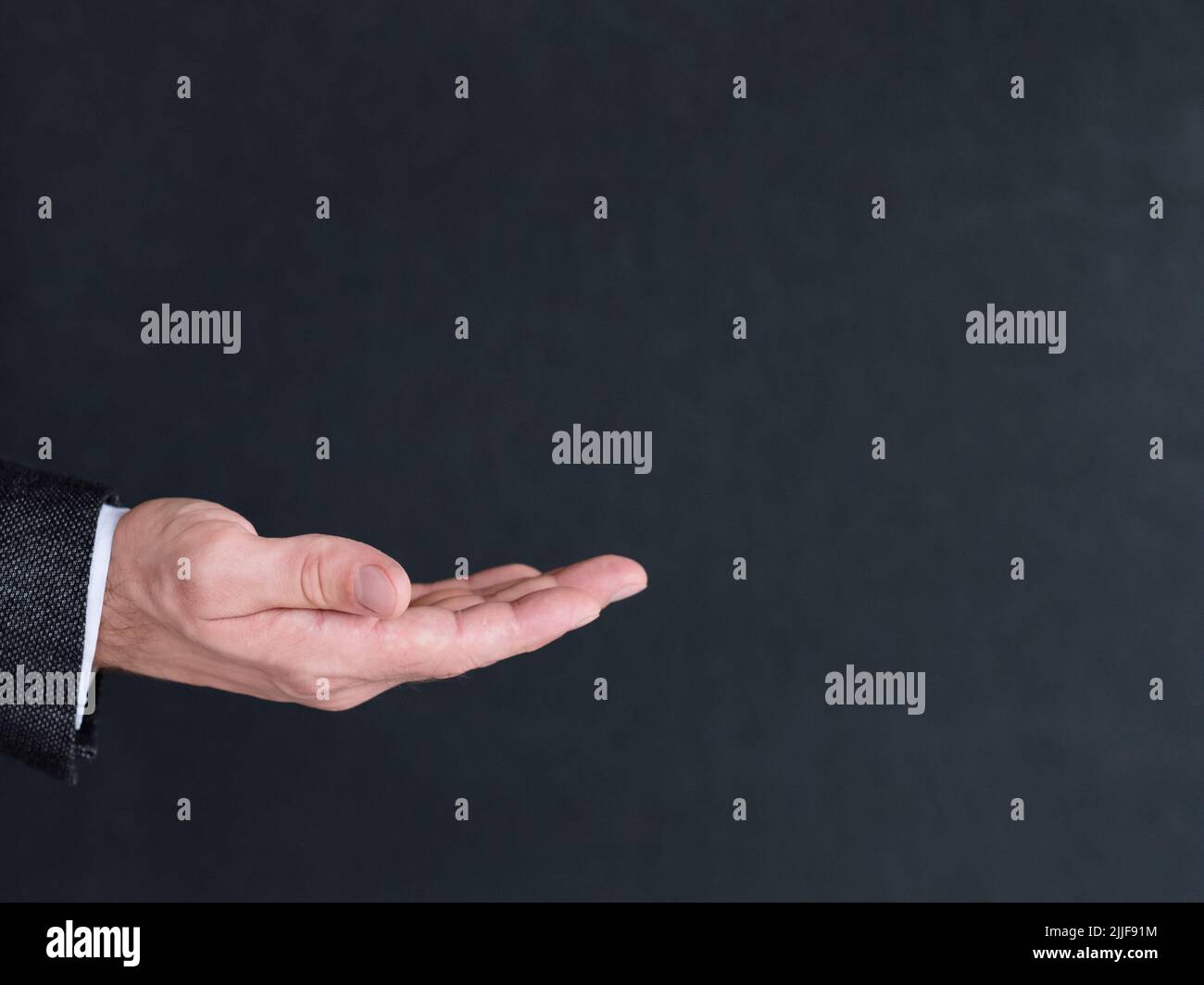 man hand palm holding virtual object advertising Stock Photo - Alamy