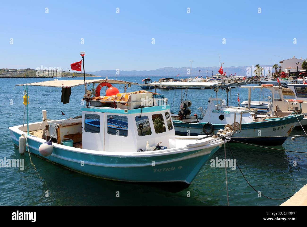 CESME,IZMIR,TURKEY-MAY 20:Fishing Boats docked at Cesme Port.May 20 ...