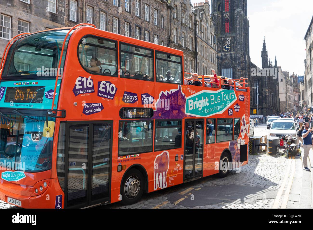 Edinburgh city centre and double decker open top sightseeing tour bus ...