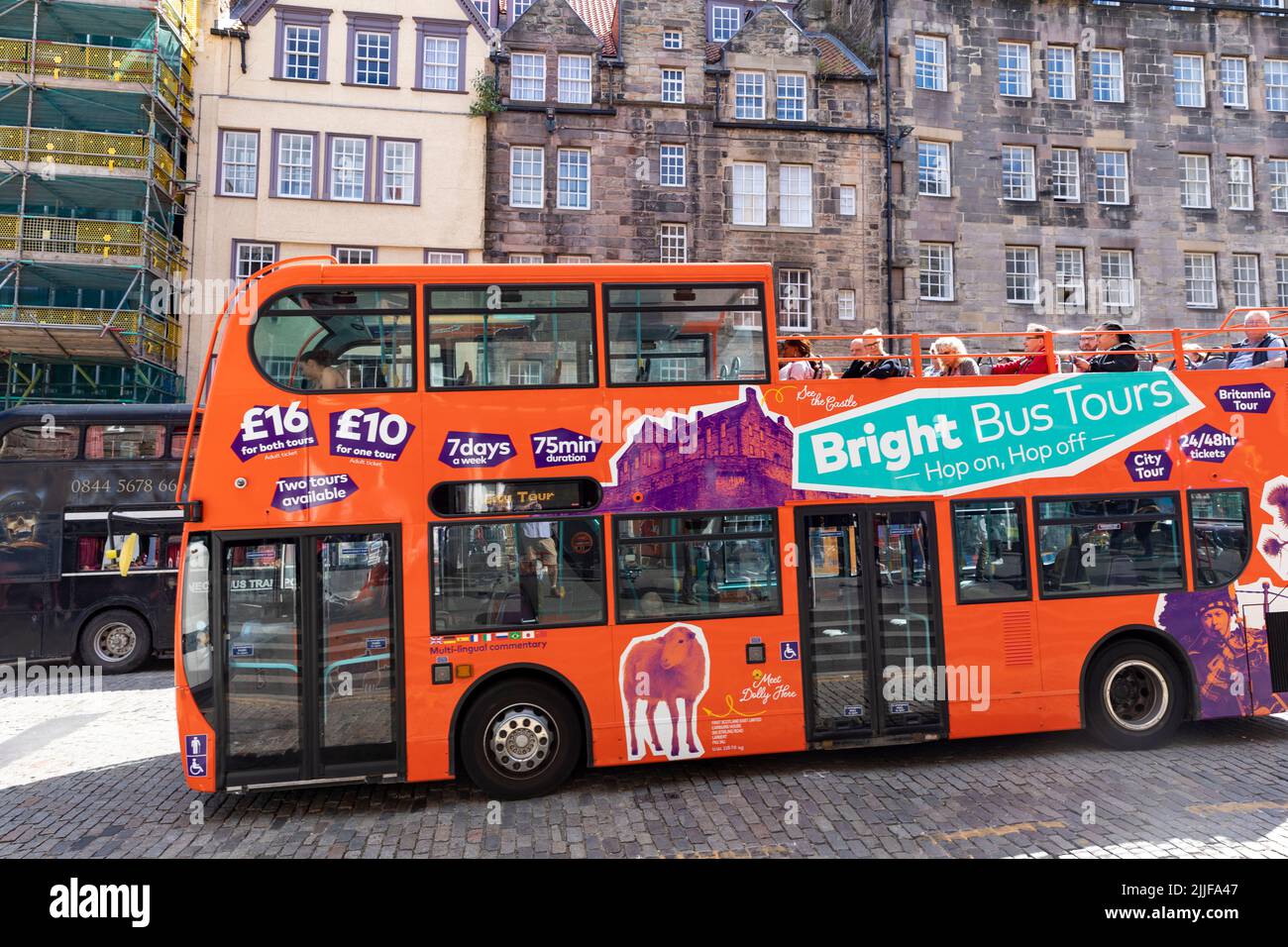 Edinburgh city centre and double decker open top sightseeing tour bus ...