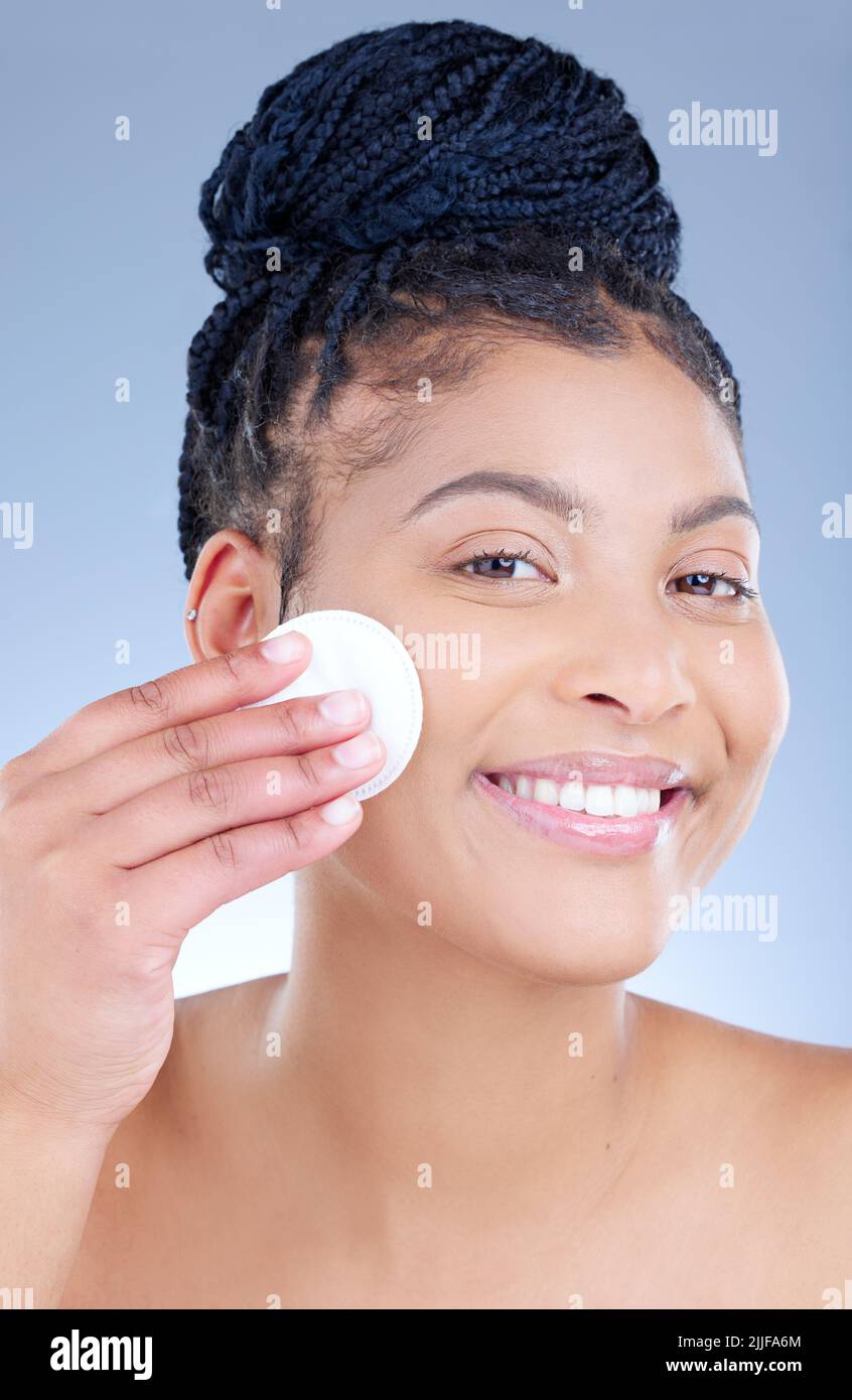 Bonding with my lovely skin. Studio portrait of an attractive young ...